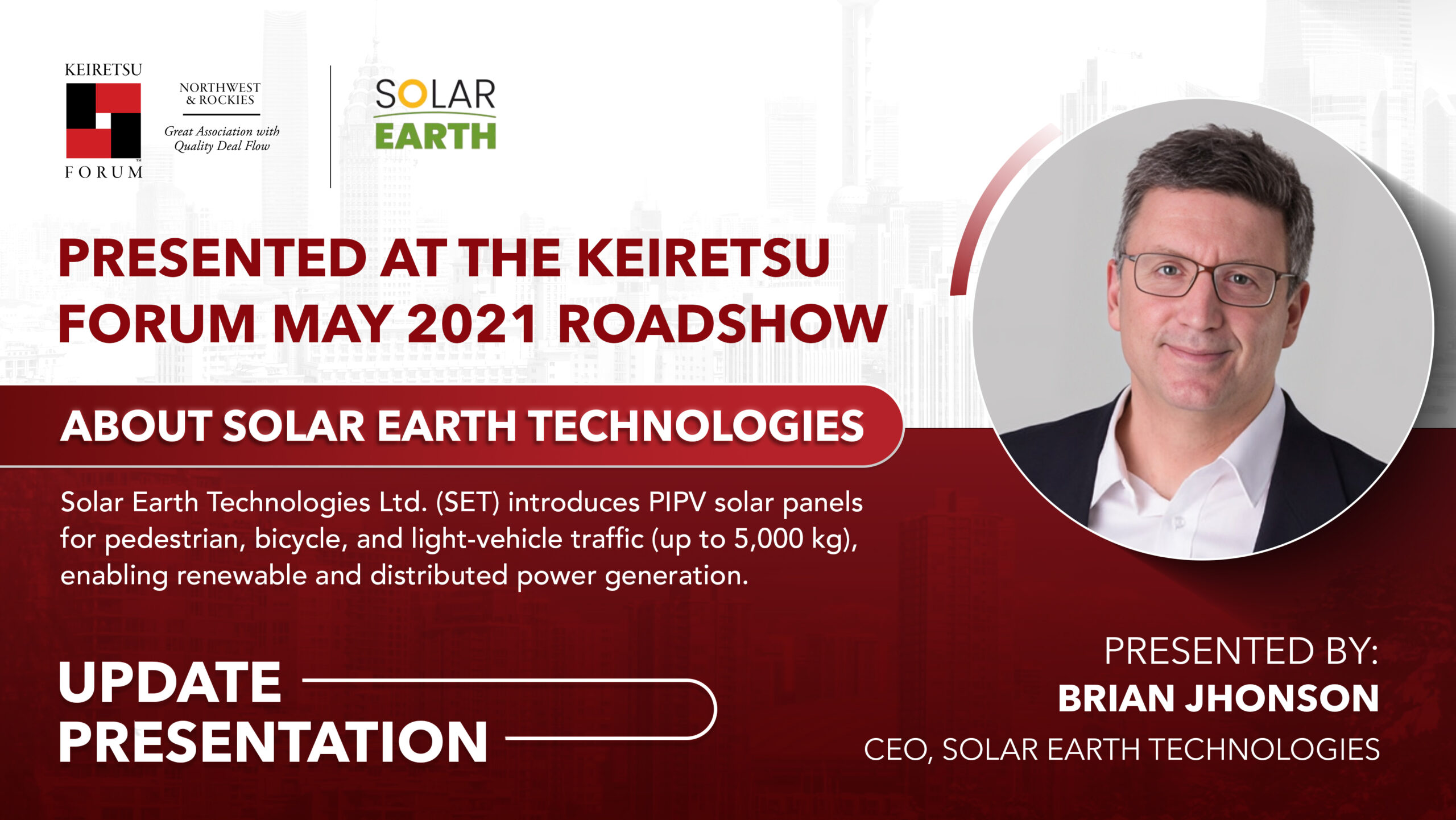 May 2021 Forums: Solar Earth Technologies - Keiretsu Forum TV