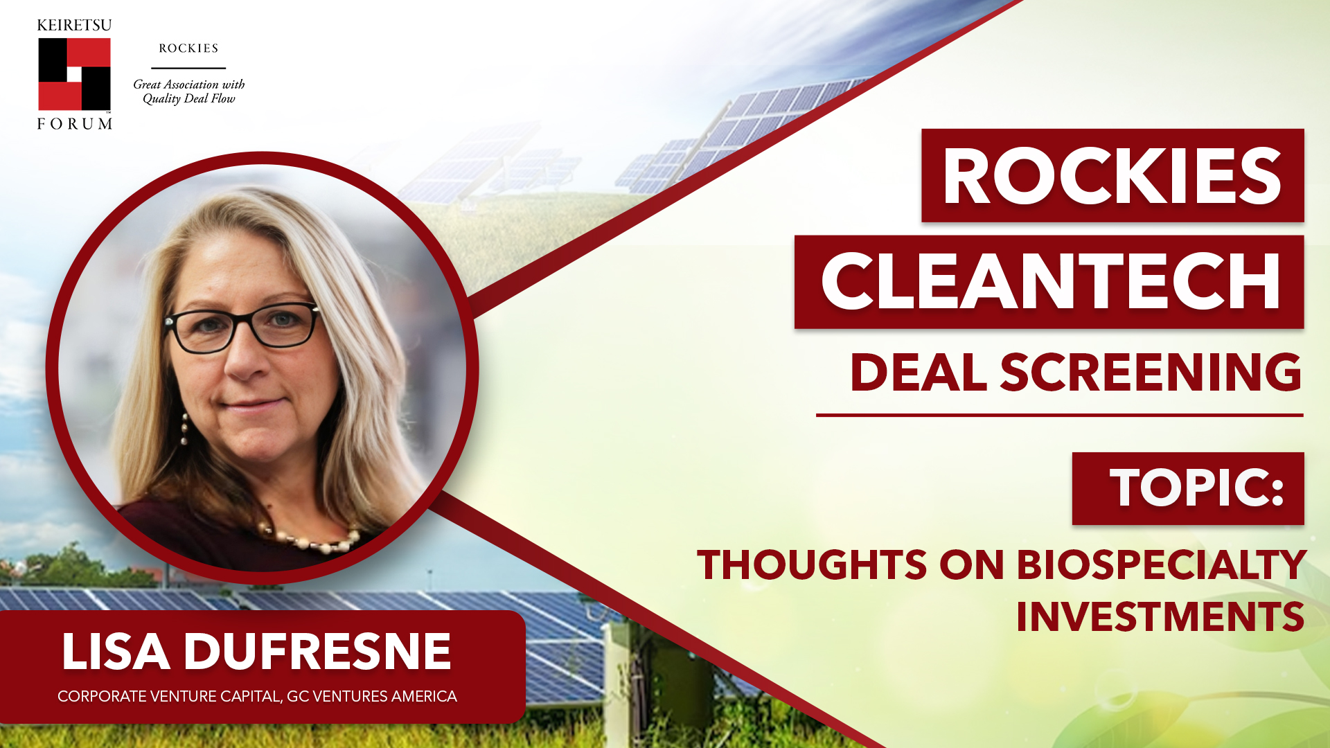 Thoughts on Biospecialty Investments with Lisa Dufresne - Keiretsu Forum TV