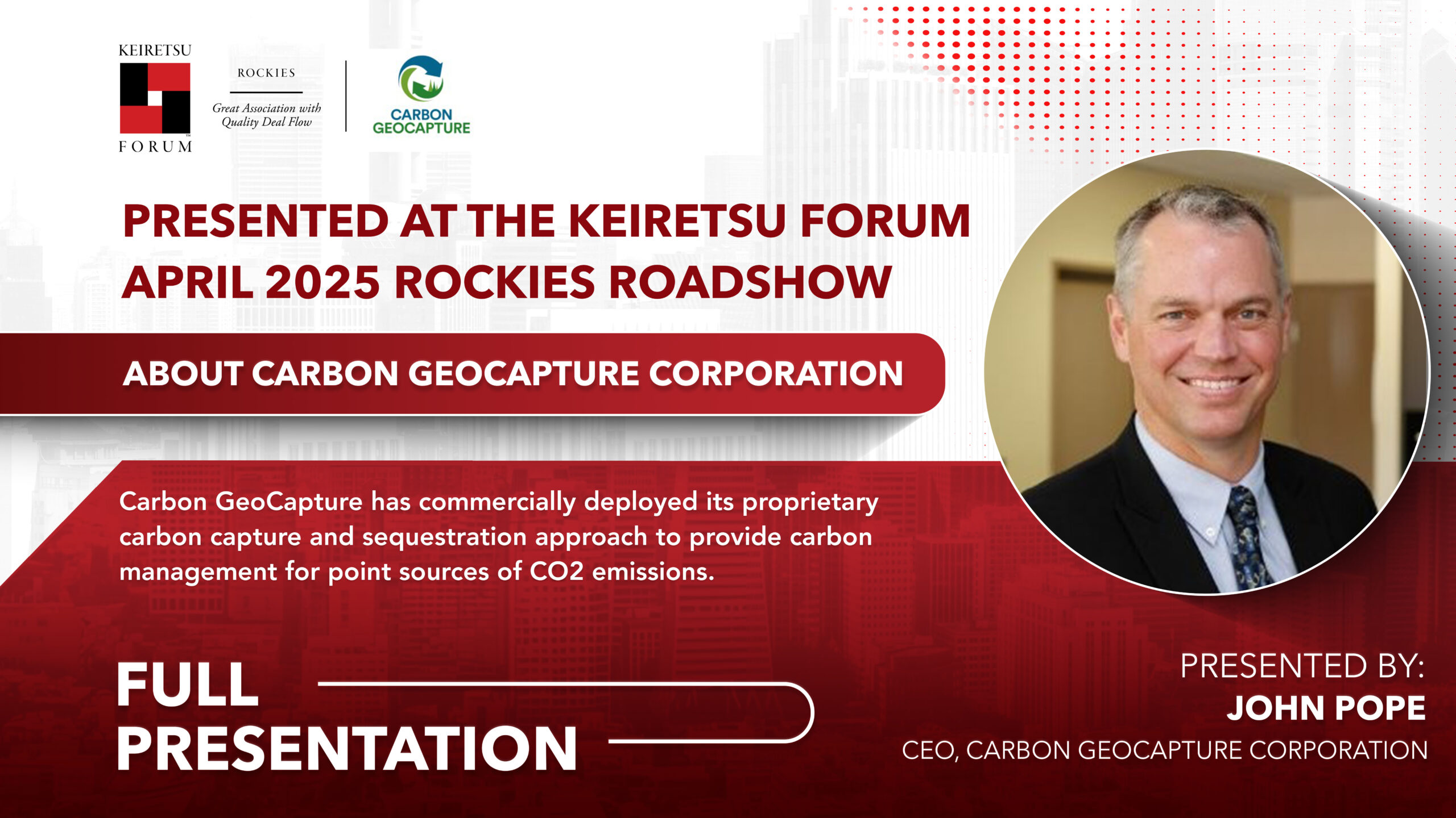 April 2025 Rockies Forums: Carbon Geocapture Corporation - Keiretsu Forum TV